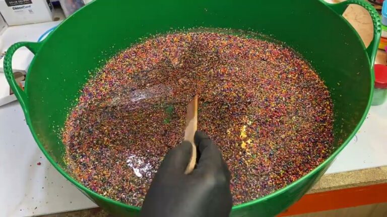 Grated Crayola Crayons to Make a Melted Crayon Epoxy Resin Table ...